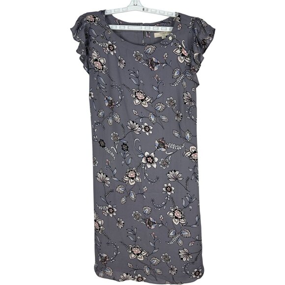 LOFT | Dresses | Loft Plus Womens Floral Ruffle Sleeve Dress Size 8 ...